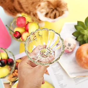 Beautyflier Glass Dessert Bowls Set, 5.6oz Glass Ice Cream Cups Small Trifle Cute Footed Sundae Glasses Dessert Bowl for Dessert, Sundae, Ice Cream, Fruit, Salad, Snack, Cocktail, Condiment, 2Pack