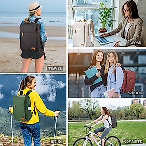 Hp hope Smart Backpack for Women Travel, Durable Carry On Backpack with USB Charging Port & Wet Pocket Fits 15.6 Inch Laptop, Beige