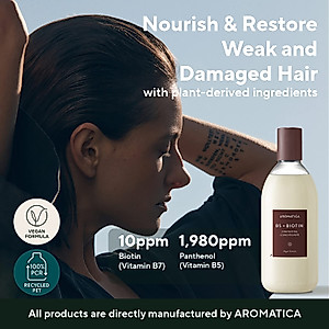 AROMATICA B5+ Biotin Fortifying Conditioner 13.53 oz / 400 ml – Intensive Nutritional Care for Weak, Thin Hair – Alleviates Hair Loss and Prompts Hair Growth - Free from Sulfate, Silicone, and Paraben