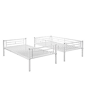 Metal Bunk Beds Twin Over Twin Heavy-Duty Convertible Bunk Bed Frame Divided into 2 Beds for Kids Boys Girls Teens, Steel Bunk Bed for Dorms, Universities Children’s Bedrooms, White