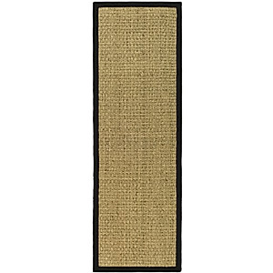 SAFAVIEH Natural Fiber Collection Runner Rug - 2'6" x 8', Natural & Black, Border Basketweave Seagrass Design, Easy Care, Ideal for High Traffic Areas in Living Room, Bedroom (NF114C)