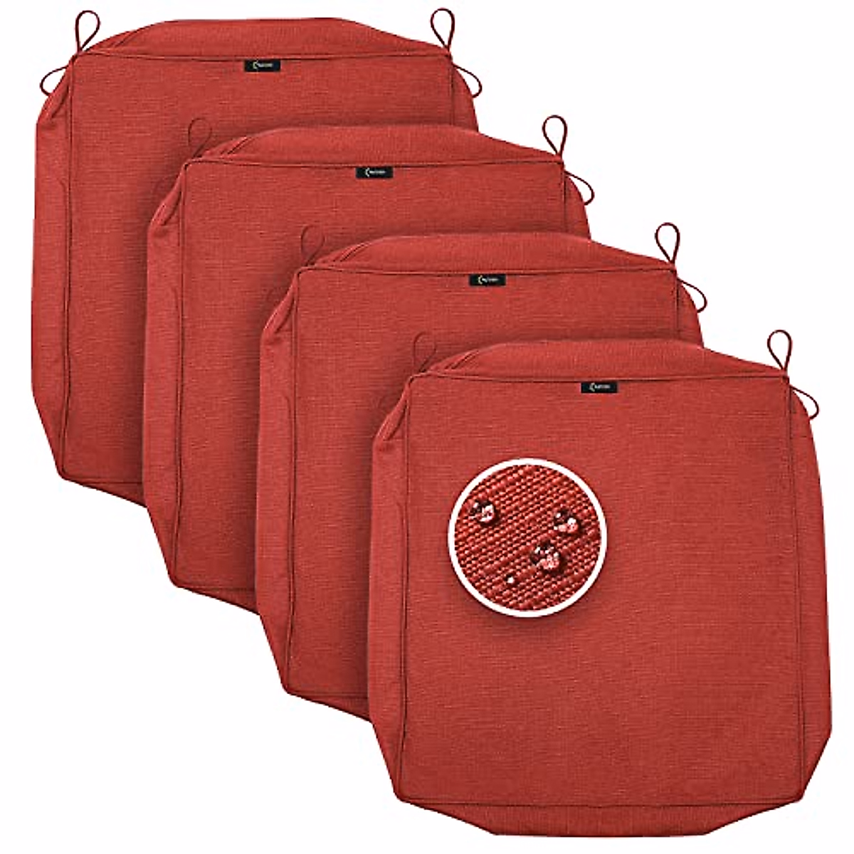 SUNROX FadeShield Outdoor Cushion Covers Replacement 24x24x4 Inch, Set of 4, Water-, Stain-, UV Fade Resistant Patio Furniture Slipcovers, Durable Chair Seat Cushion Cover with Windproof Ties