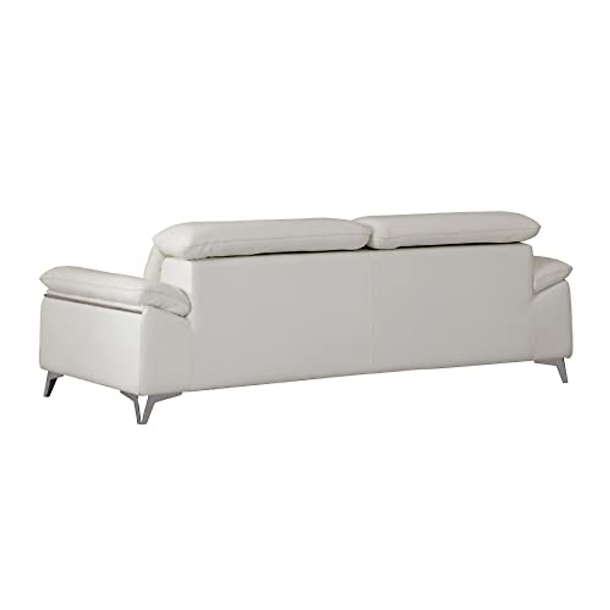 Blackjack Furniture Naples Italian Leather Adjustable Headrests, Sofa, 88", White