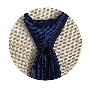 Kihatwin Men Big Boys Navy Blue Zipper Tie Stylish Elegent Pre-tied Necktie Best for Gift