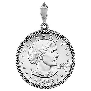 Sterling Silver Susan B. Anthony Bezel Sacagawea 26 mm Coins Prong Back Illusion Edge Coin NOT Included