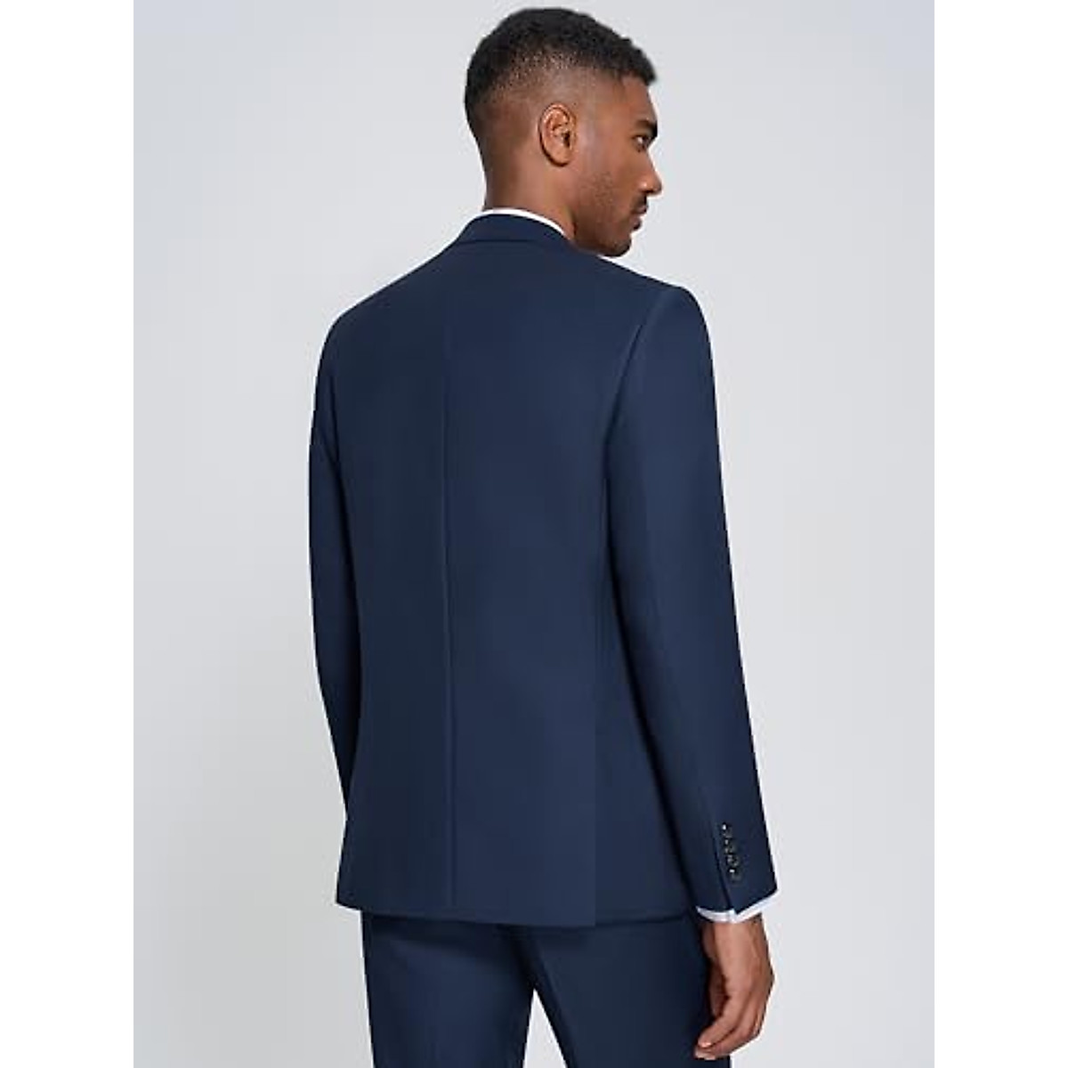 CHAMA Men's 100% Wool 2 Piece Suit Set, Classic Fit Two Button Suit Jacket Blazer & Pants Set Suit - Many Colors Navy…