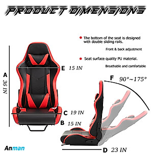 Anman Generic Racing Simulator Cockpit with Racing Seat fit for Logitech Fanatec Thrustmaster G27,G29,G920,T500RS,T300RS,Racing Wheel Stand Video Game fit for PC,PS4,Xbox,Wheel Shifter Pedals Without