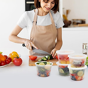 WGCC Deli Containers with Lids 16 oz - Disposable Soup Containers with Lids 48 Sets - Plastic Containers with Lids, Food Storage Containers with Lids, BPA Free/Microwave/Freezer/Dishwasher Safe