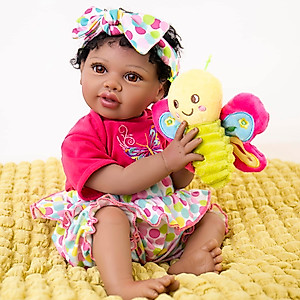 Aori Reborn Baby Dolls Black 22 inch African American Lifelike Newborn Baby Girl Doll with Butterfly Gift Set