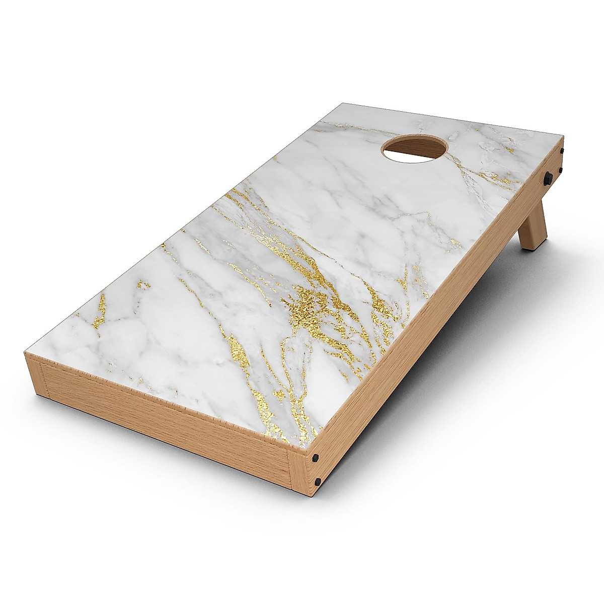 Design Skinz Marble Skin Set for Cornhole (Skin Only) - Marble & Digital Gold Foil V4