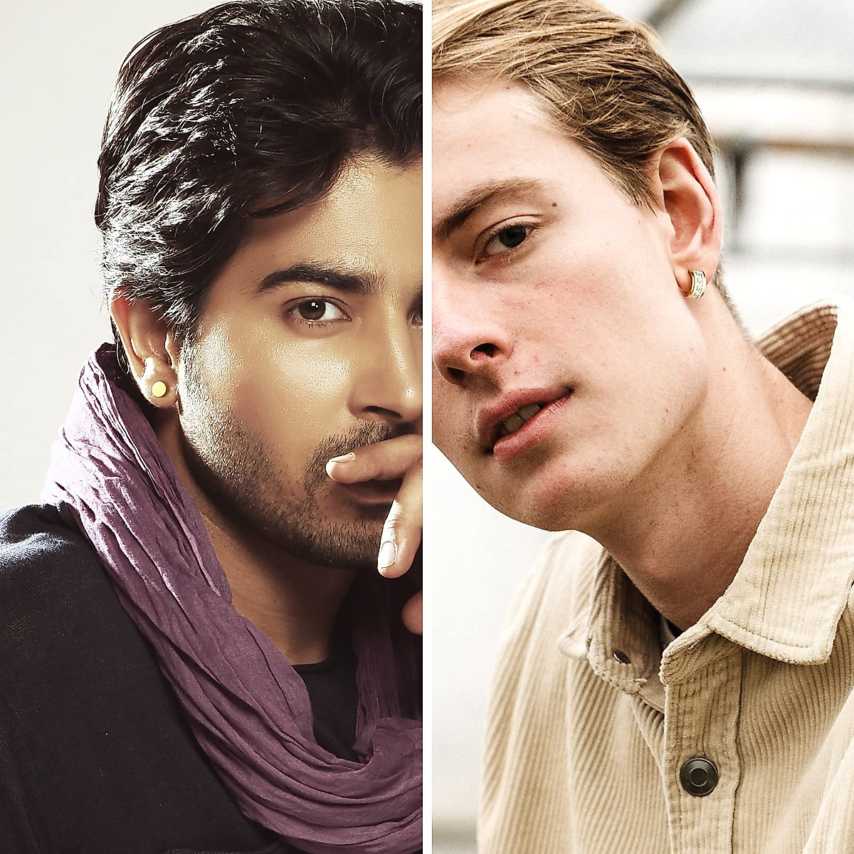 Earrings for Men Women, Funtopia 11 Pairs Stainless Steel 18K Gold Plated Small Hoop Earrings, Cross Dangle Earring Set, Fashion Huggie Earring Piercing Jewelry for Party Birthday, Gold