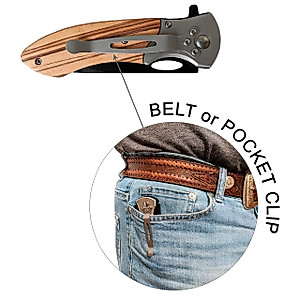 Engraved Pocket Knife for Mens - Anniversary Unique Gifts For Him - Wood Handle Folding Knife with Clip - Christmas Birthday Gift - Presents for Men, Husband, Boyfriend Gifts (Forever and Always)