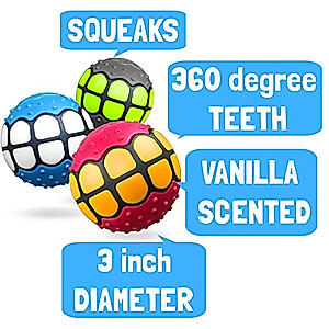 Dawg Grillz Dog Balls Toys Squeaky Fetch - Rubber Funny Ball Gifts for Large Medium Dogs (Variety Pack)