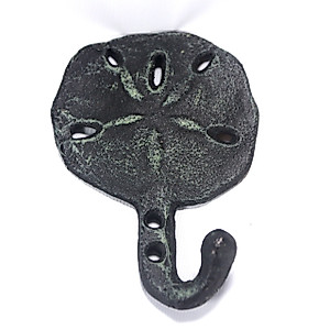 Sand Dollar Shell Wall Hangers Cast Iron Antique Brown - Set of 3 for Coats, Aprons, Hats, Towels, Pot Holders, More