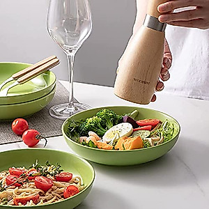 Sweejar Pasta Bowls, Ceramic Dinner Plates, 25oz Salad Serving Bowls for Soup, Dessert, Pizza, Fruit, Steak, Microwave Dishwasher Safe, Set of 4 （Green）