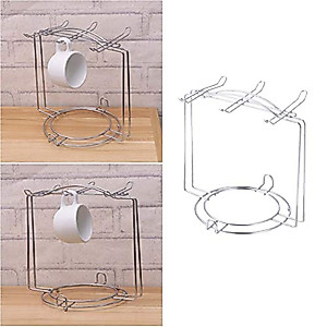 Cabilock Mug Stand Mug Plates Holder Coffee Cup Rack Stand Stainless Steel Coffee Cup Holders for 4 Cups 6 Plates ( Silver ) Mug Tree