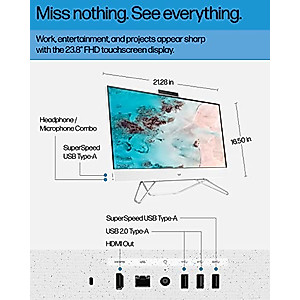 HP All-in-One PC, 23.8" FHD Micro-Edge Touchscreen Display, AMD Ryzen 5 Processor, AMD Radeon Graphics, 12 GB RAM, 512 GB SSD, Windows 11 Home OS, Wi-Fi (24-cb1142, 2022)