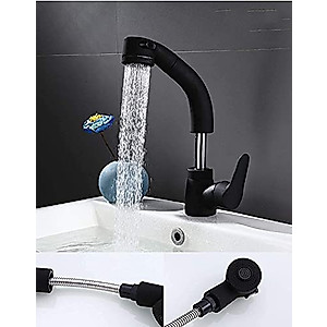Kitchen Sink Taps Faucet Spiral Spring Kitchen Sink Mixer Tap Low Pressure Basin Mixer Tap with Dish Rinser Matte Black Chrome