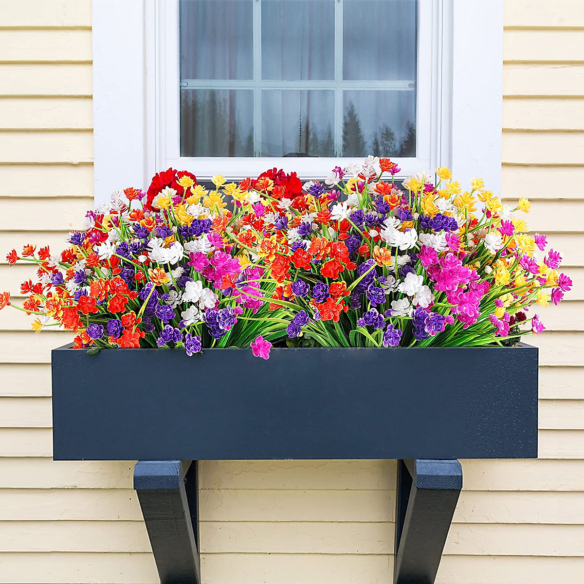 Beiyimei Artificial Fake Flowers, 10 Bundles Plastic Flowers for Outdoor Decoration, UV Resistant Faux Flowers Shrubs, Artificial Plants for Indoor Outside Garden Home Wedding Farmhouse…