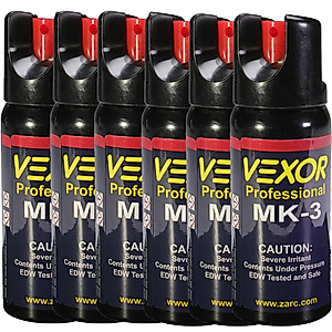 Vexor Pepper Spray w/locking Top 6 Pack, Maximum Police Strength, UP to 15 -foot range, Twist Top safety for Quick and Accurate Aim, Protection for Women and Men