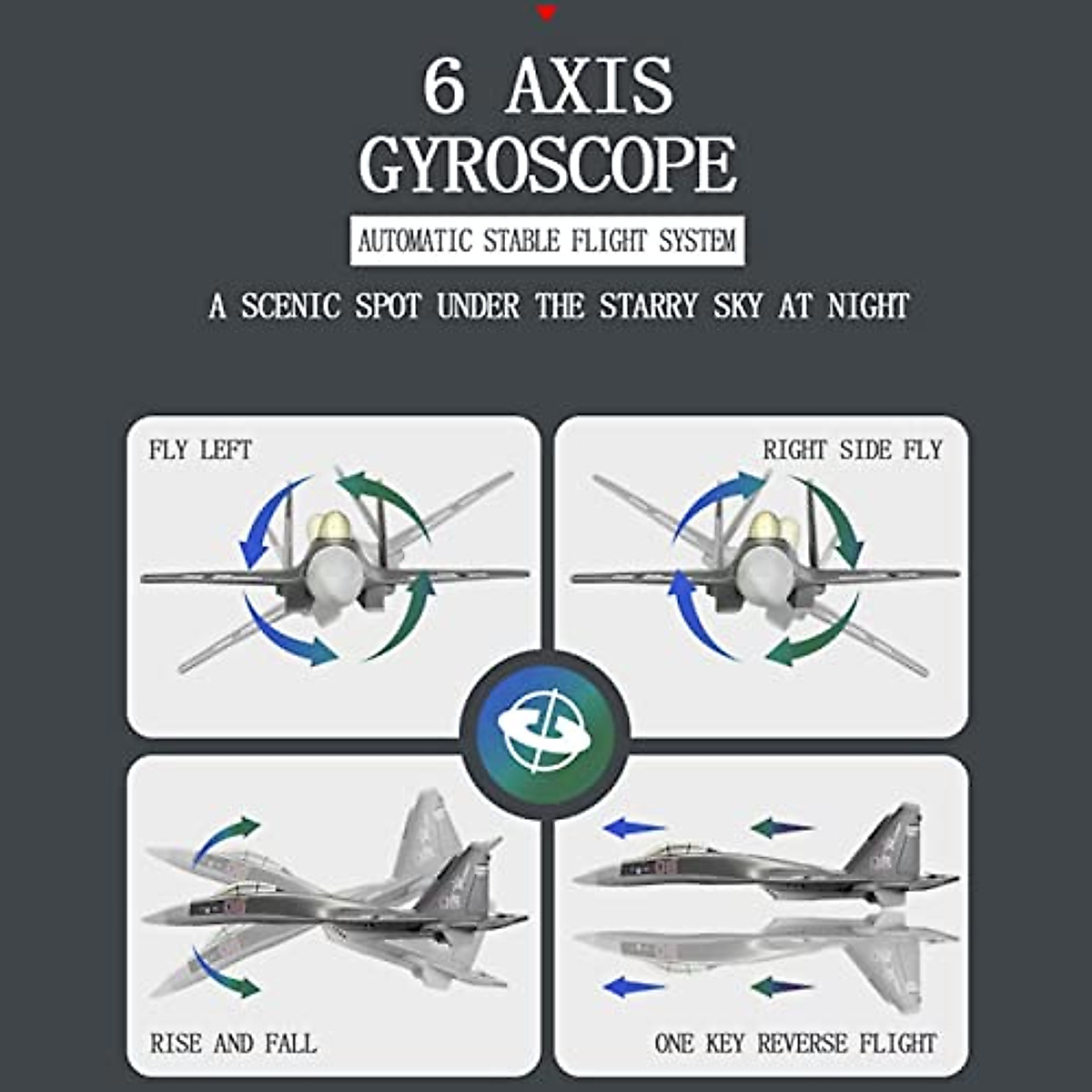 VGEBY RC Airplane Toy, SU‑35 RC Remote Control Airplane 2.4Ghz 4 Channels RC Plane 6 Axis RC Glider with Cool Light for Adults Kids