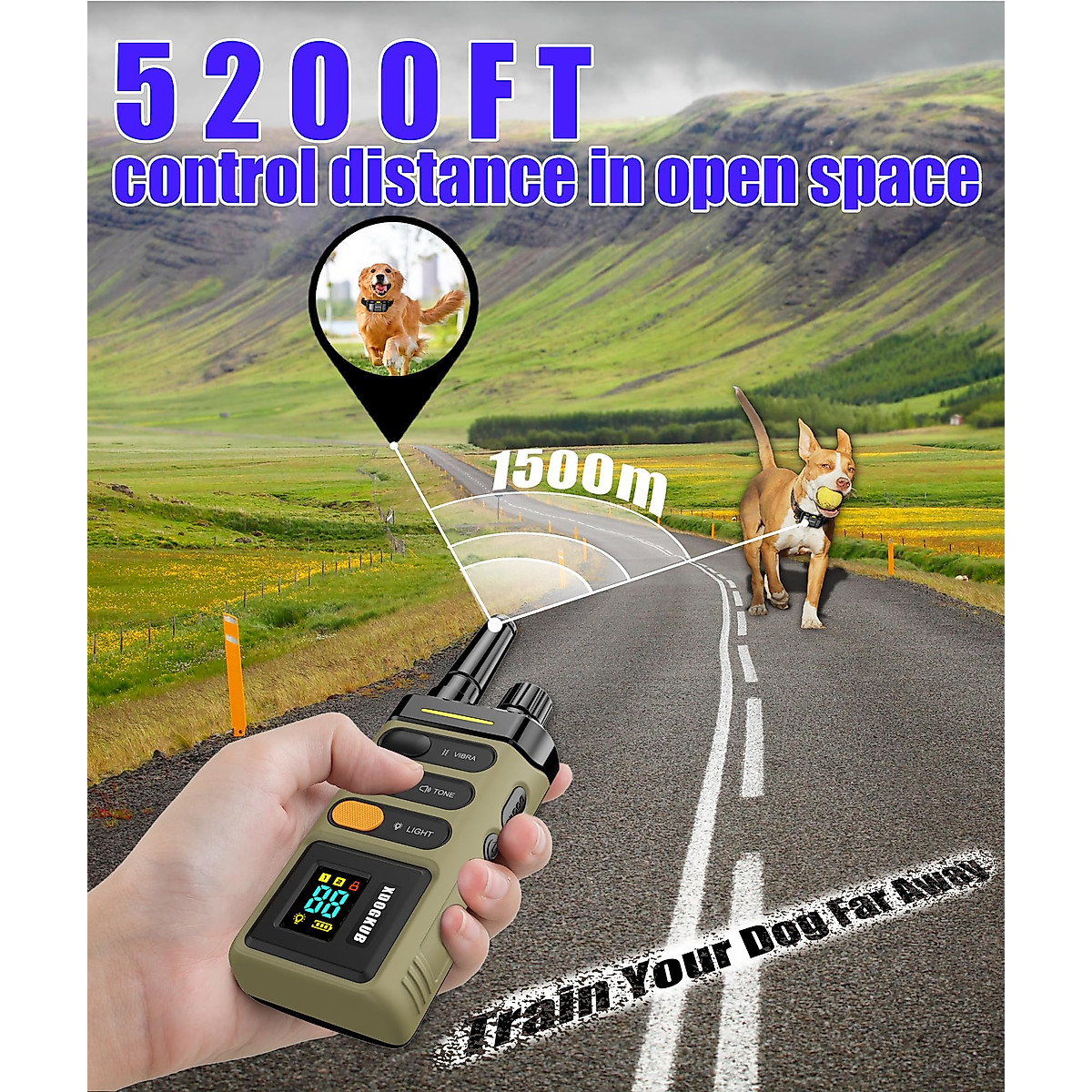 XDOGKUB Dog Shock Collar - 5200FT Dog Training Collar with Remote, IPX7 Waterproof Electric Collar and Remote with 4 Training Modes, Security Lock, Rechargeable e-Collar for All Breeds, Sizes