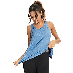 LYHNMW Women Casual Tank Tops Loose Fit Open Back Workout Athletic Yoga Runing Shirts 3Pack