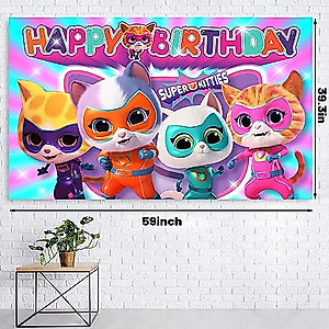 153 Pcs Super cat Birthday Party Supplies, Cute Kitten Party Decorations Include Banner, Balloons, Tableware, Cupcake Toppers, Tablecloth, Backdrop, Pink Kitten Themed Party Decorations for Girls