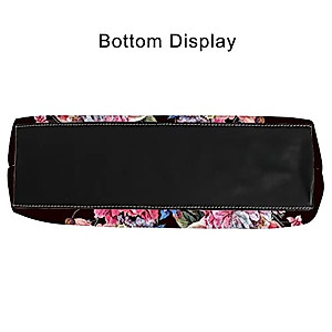 Vintage Boho Pink Peonies Floral Tote Bag for Women Leather Handbags Women's Crossbody Handbags Work Tote Bags for Women Coach Handbags Tote Bag with Zipper.