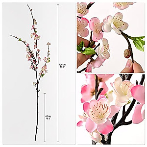 florisso Artificial Cherry Blossom Flowers Branches Decor for Vase Pink 4 PCS Fake Faux Plum Blossoms Stems Vines for Home Room Indoor Office Wedding Garden Decoration