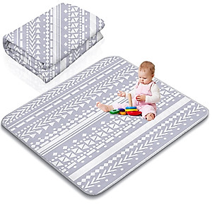 Boho Portable Baby Play Mat, 43 x 43 Inch Washable Foldable Crawling Mat, Non Slip Playmat for Babies, Kids Play Mats Pad for Floor Playpen Toddler Infants Tummy Time Activity