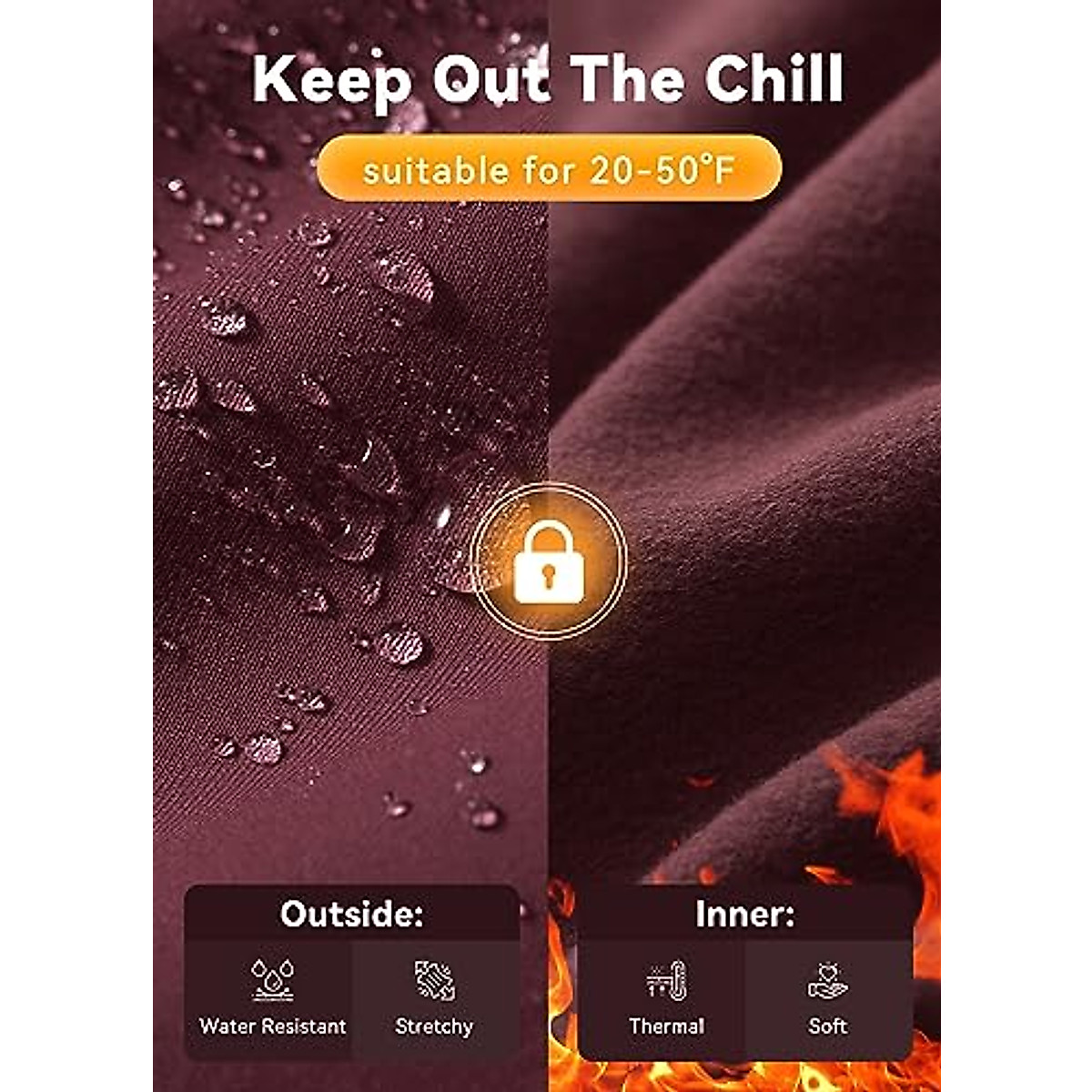 BALEAF Women's Fleece Lined Leggings Water Resistant High Waisted Winter Cold Weather Running Gear Zip Pockets Wine Red M