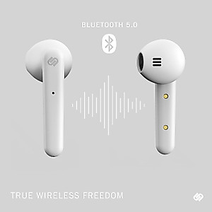 Urbanista Stockholm True Wireless Earbuds 14H Playtime Bluetooth 5.0 with Charging Case, Touch Controls & Dual Mic Earphones Compatible with Android and iOS - White