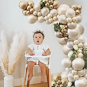 Beige Balloon Arch Garland Kit, 153 Pcs Double Stuffed White Balloon Garland for Birthday Decorations Women Men,White Balloon Arch for Weddings Birthday Baby Shower Graduation Anniversary