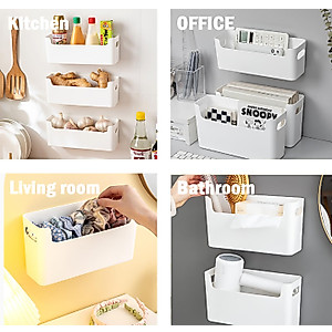 2 Pcs Kitchen Cabinet Door Organizer, Adhesive Mount Inside Cabinet Door Storage, Under Sink Door Storage Shelf for Kitchen, Bathroom, Office, Garage, Craft Room (Transparent)