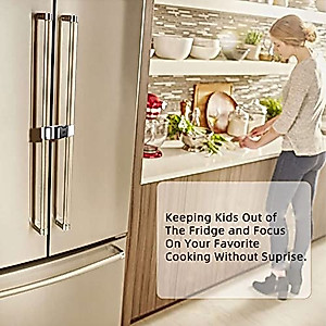Fridge Refrigerator Cabinet Adult Child Proof Lock With Keys, [2 Packs] Fresheracc Adjustable French Door Guard Lock for Toddlers Children Kids Special Needs, No Drill No Screw No Adhesive (White)