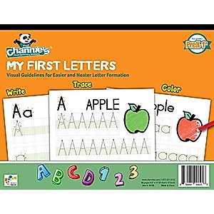 Channie’s My First Letters, Easy to Trace, Write, Color, and Learn Alphabet Practice Handwriting & Printing Workbook, 80 Pages Front & Back, 40 Sheets, Grades PreK - 1st, Size 8.5” x 11”