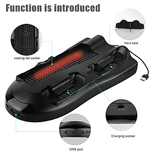 Puroma Vertical Stand Only for Xbox One X Cooling Fan with Controller Charger Charging Station Game Discs Storage and 3 USB Ports