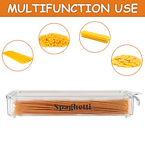 Yomjarl Pasta Storage Container Plastic Spaghetti Food Storage Box, Airtight Spaghetti Noodle Holder Rectangular Chopstick Storage Box for Spaghetti, Pasta, Noodles, Eggs, Fruits Snacks