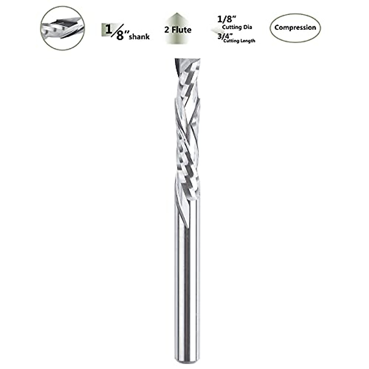 SpeTool 5Pcs Carbide Compression Router Bit Up&Down End Mills 1/8 inch Shank with 1/8 inch Cutter for CNC Mill Machine Wookwork 3D Profile Detail Engraver Carving