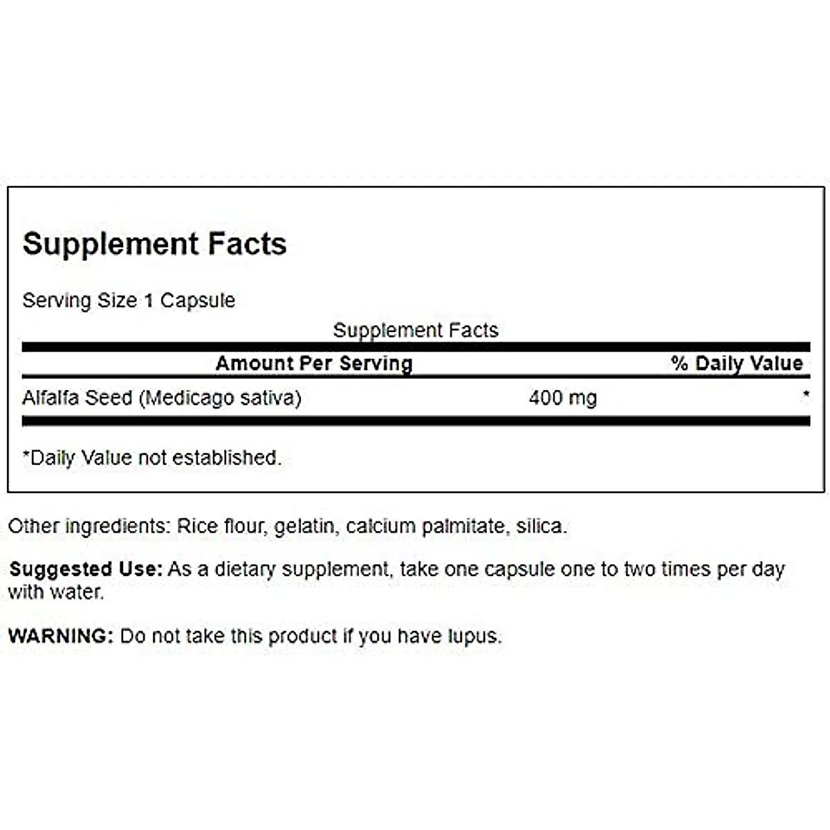 Swanson Full Spectrum Alfalfa Seed 400 Milligrams 60 Capsules
