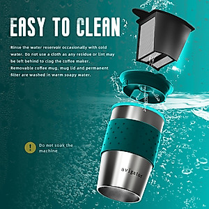 avigator Portable Coffee Maker, 12V Car Coffee Maker, Travel Coffee Machine Fits Car Cigarette Lighter Plug, with Fast Heating, Auto Shut Off, Ground Coffee Maker for Driving Camping&RV（Dark Green）