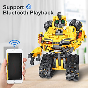 Sciencow 2-in-1 Build a Robot Kit,901 Pieces Remote & APP Controlled Robot or Race Car,Robotic Building Blocks Toys STEM Projects for Kids Ages 8 9 10 11 12 13 14,Chirstmas Birthday Gift for Boys