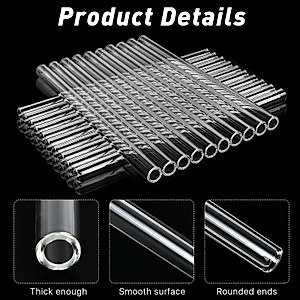 20 Pieces 8 Inches Long Clear Glass Tubes for Art DIY Laboratory, 12mm OD 8mm ID 2mm Thick Wall Glass Borosilicate Blowing Tubing with 5 Cleaning Brush