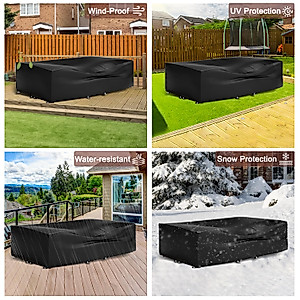 FKLUG Outdoor Patio Furniture Set Cover-Lawn Dining Table and Chairs Set Cover,Couch Waterproof Cover,Outside UV Resistant Snow Protection Cover,Fits up to 64L x 64W x 28H inches