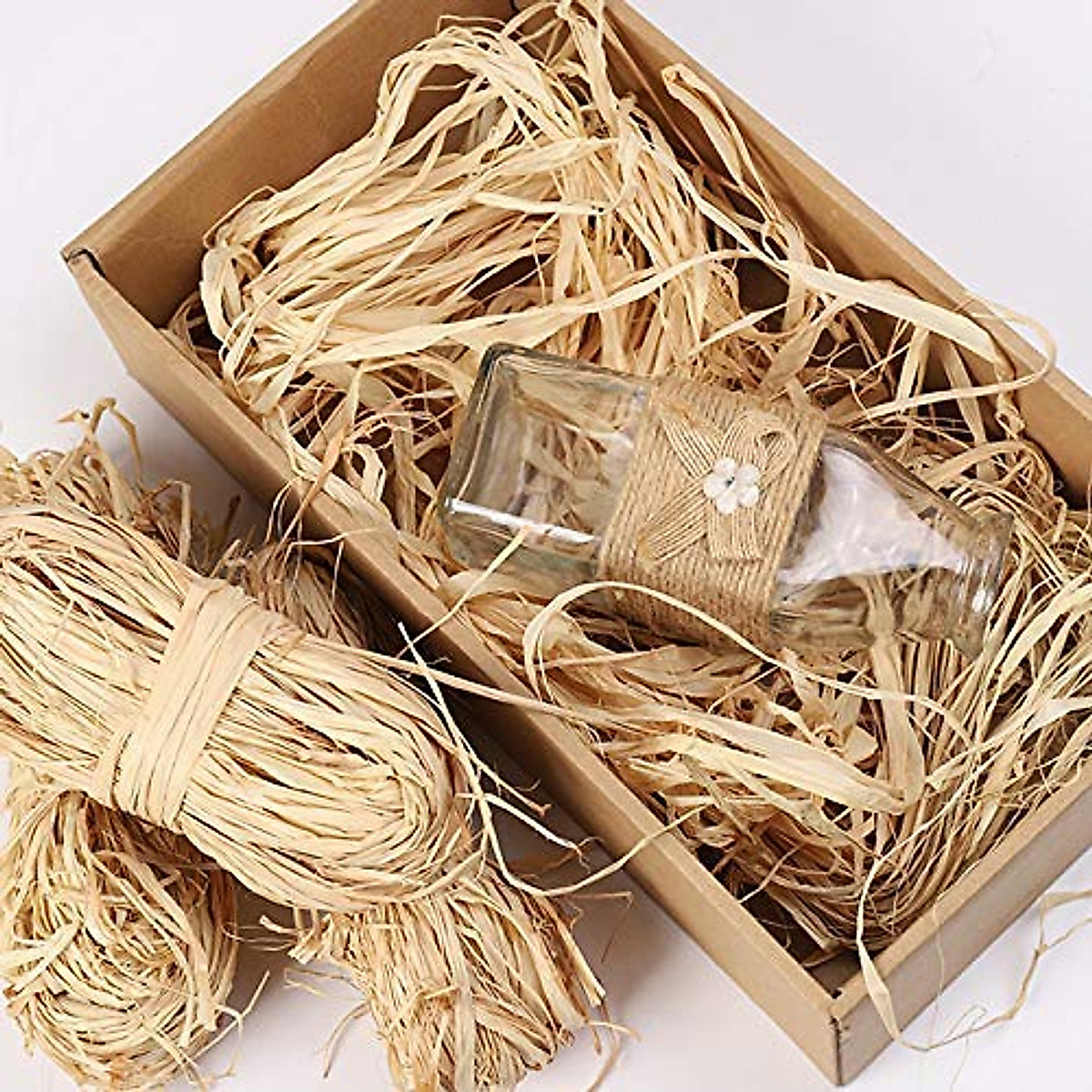 300 g Natural Raffia Paper Ribbon for Florist Bouquets Decoration Crafts ,Christmas Raffia Gift Wrap Ribbon,Halloween Total 6 x 50g