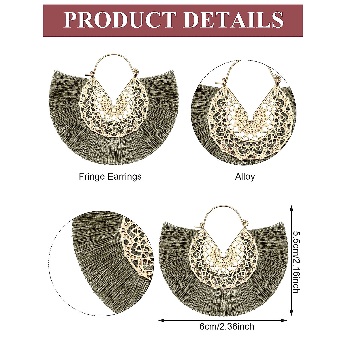 12 Pairs Statement Tassel Earrings Hoop Tassel Earrings Bohemian Geometric Handmade Earrings for Women(Stylish Style)