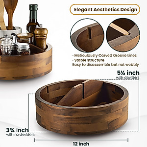 RABAHA 12 inch Lazy Susan Organizer for Cabinet - Lazy Susan Turntable for Table - Kitchen Turntable Storage Food Bin Container for Spices, Fridge, Pantry, Countertop