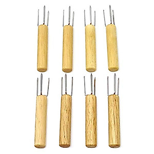 HONBAY 8PCS Stainless Steel Corn Holders Corn Cob Holders Corn Forks with Wood Handle for Home Cooking, BBQ Grill