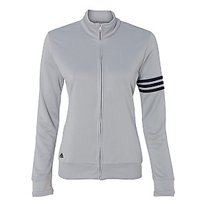 adidas Ladies' ClimaLite 3-Stripes French Terry Full-Zip Jacket, Chrome/ Black, X-Large